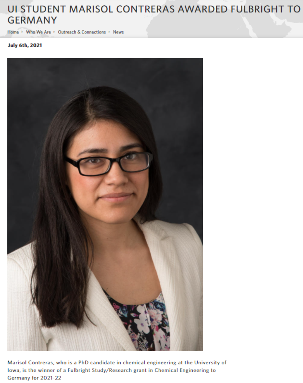 Group member Marisol Contreras wins Fulbright | Stanier Lab - College ...